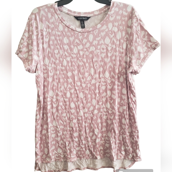 Ellen Tracy | Tops | Ellen Tracy Pink And White Leopard Print Tee Shirt ...